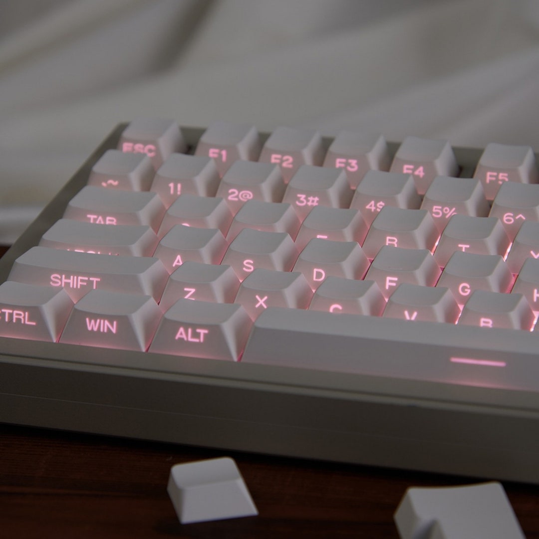 131PCS White Side Print Theme Keycap Set,backlit Keycap,cherry Keycap ...