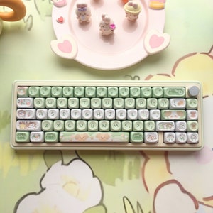 95keys Matcha Dog Theme Keycap Set,green Keycap,moa Keycap,pbt Keycap ...