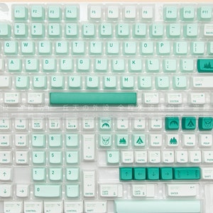 135PCS Forest Theme Keycaps Set, Mint Green Keycaps Set, PBT Keycaps ...