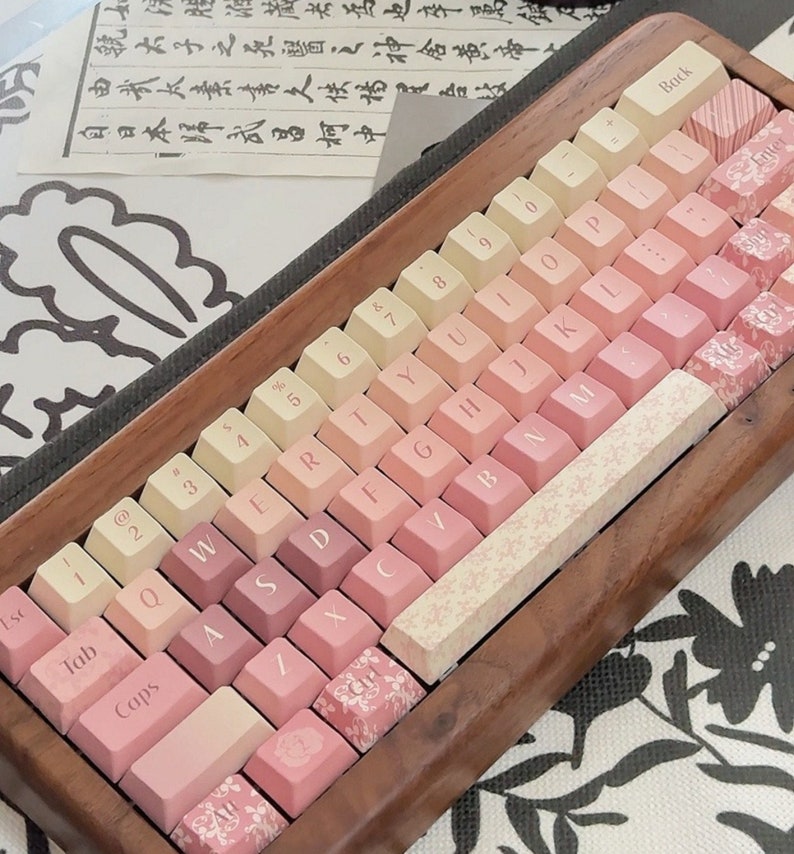 138keys Secret Garden Theme Keycap Set,pink Keycap,floral Keycap,cherry ...