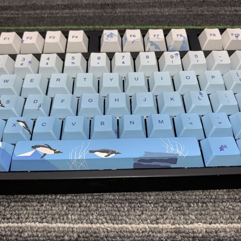 108PCS Penguin Theme Keycaps Set Blue Gradient Keycap Set - Etsy
