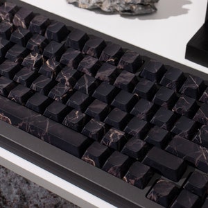 131keys Black Marble Theme Keycap Set,side Print Backlit Keycap,cherry ...