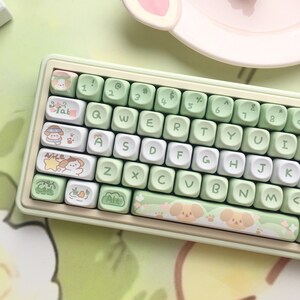 95keys Matcha Dog Theme Keycap Set,green Keycap,moa Keycap,pbt Keycap ...