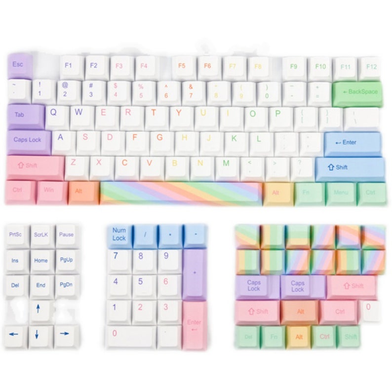 Rainbow Theme Keycaps Set Cute Keycap Set Mechanical - Etsy