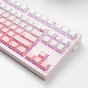 134PCS Pink Sakura Theme Keycap Set,top Side Print Keycap,backlit ...