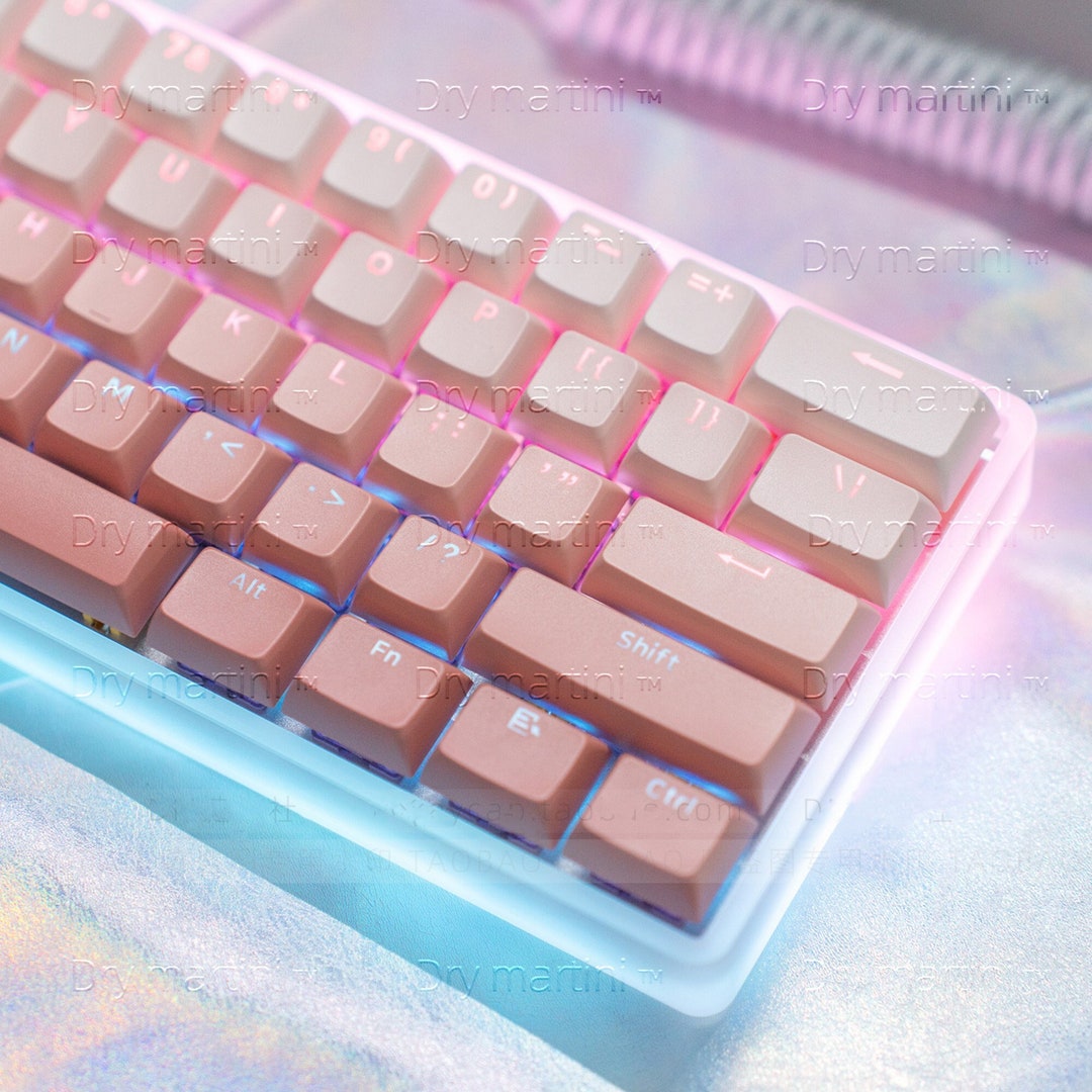 127PCS Pink Gradient Theme Keycap Set,top Print Backlit Keycap,mda ...