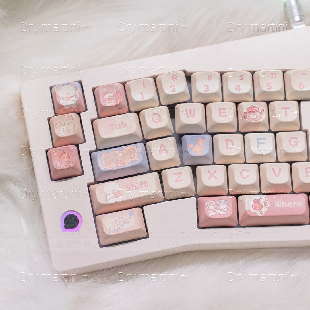139PCS Bear Adventure Theme Keycap Set,pink Keycap,cute Keycap,moc ...