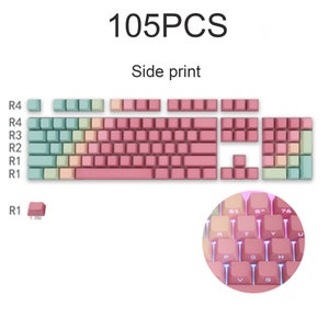 Rainbow Gradient Theme Keycaps Set, Top/side Print Keycaps, PBT Keycaps ...
