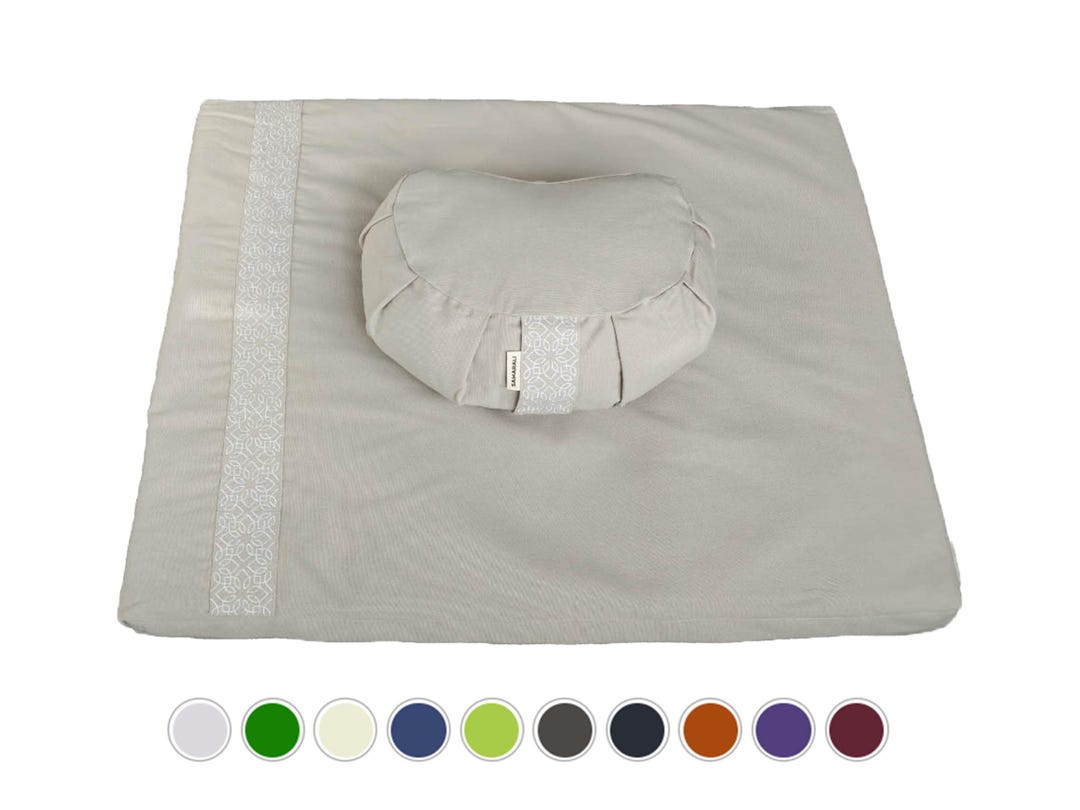 Samarali Meditation Set – Zabuton Mat & Crescent Cushion – 100% Organic ...