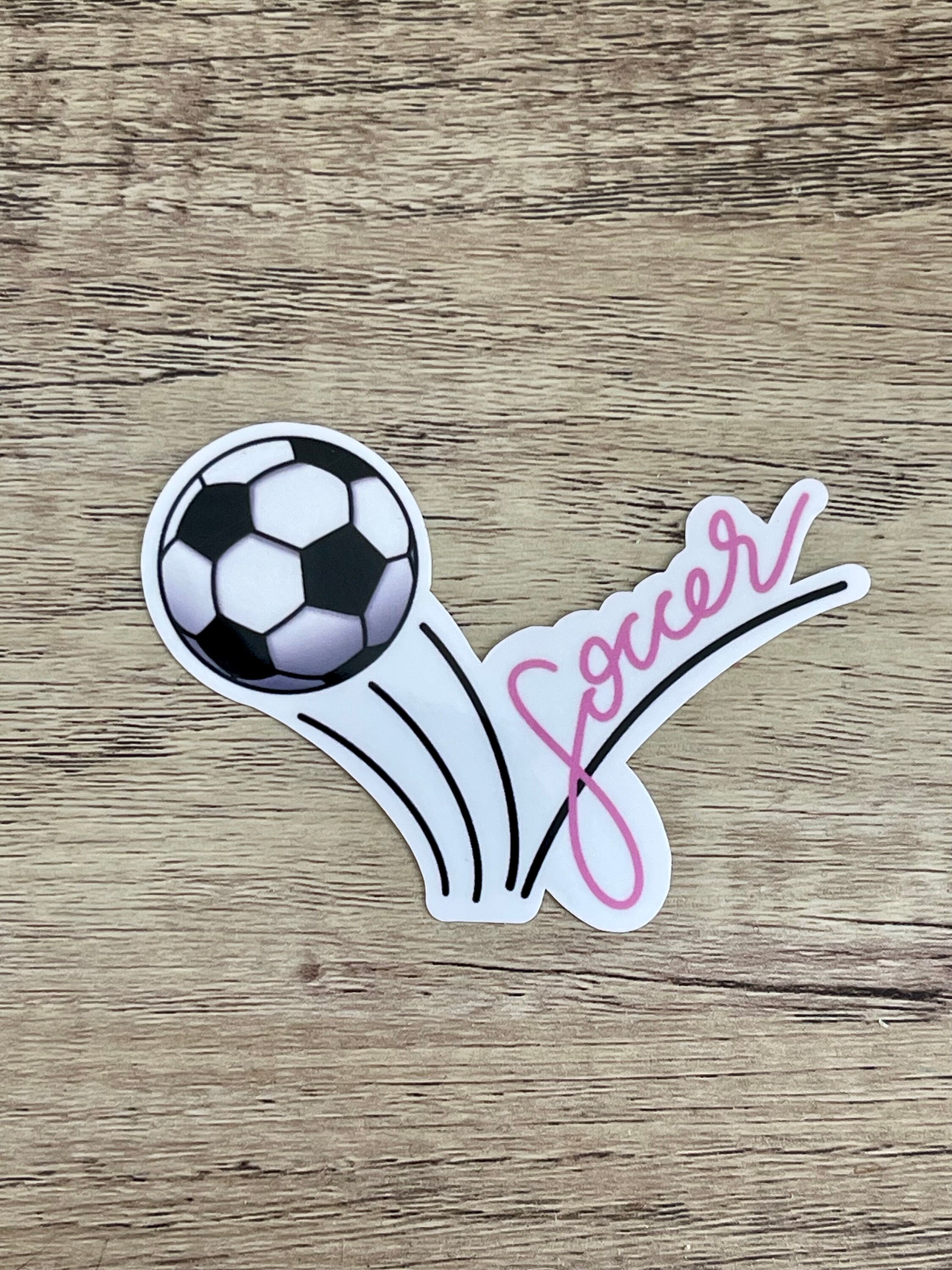 Pink Soccer Water Resistant Water Bottle Vinyl Sticker, Soccer Gift for ...