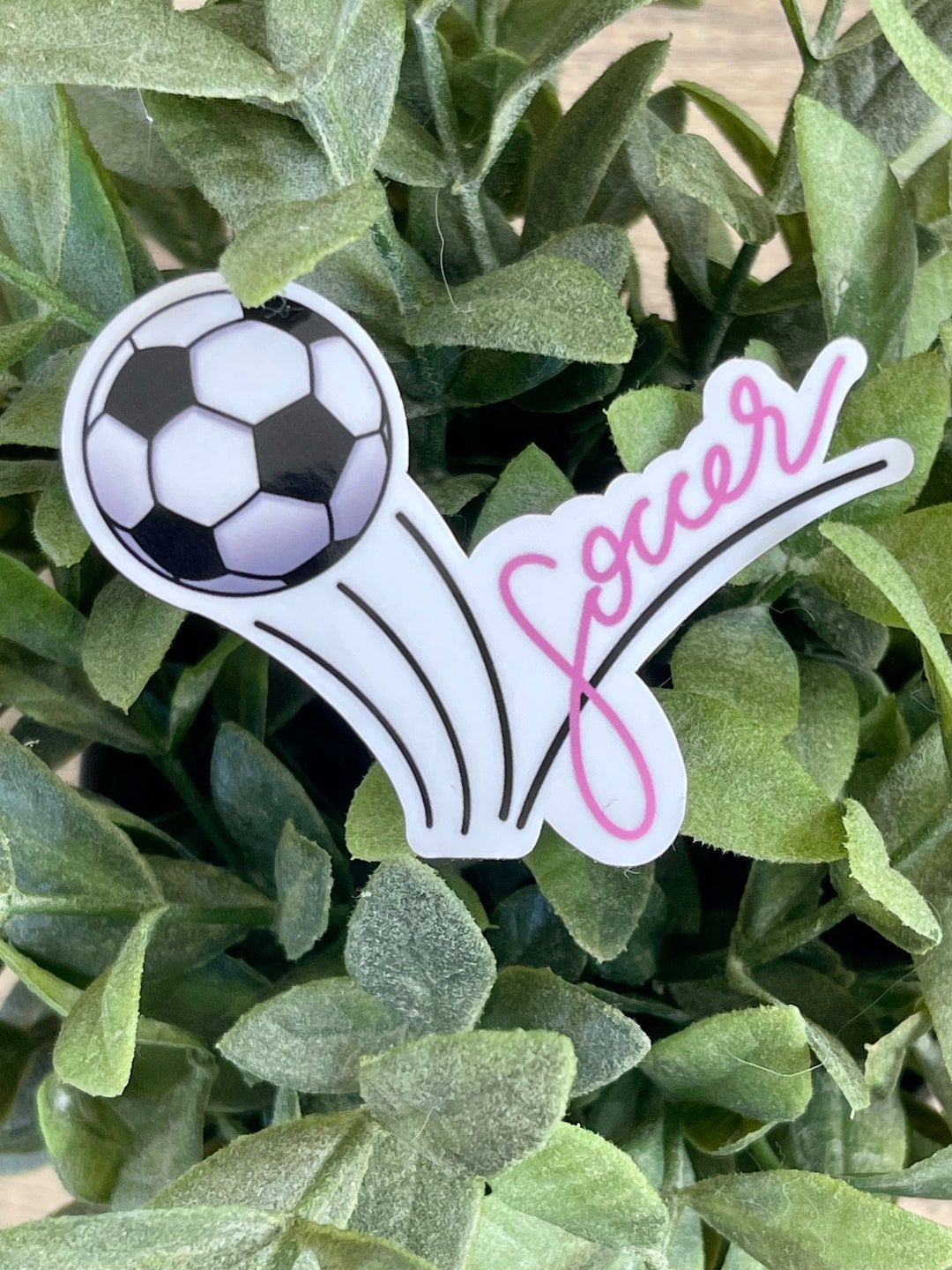 Pink Soccer Water Resistant Water Bottle Vinyl Sticker, Soccer Gift for ...