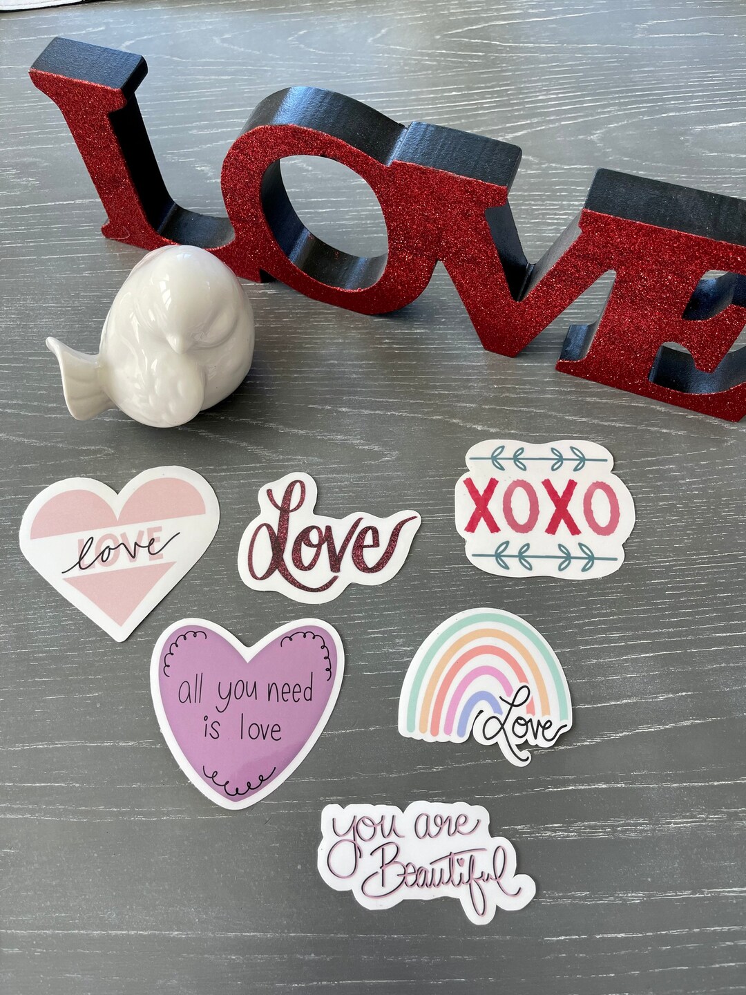 Love Theme Vinyl Stickers, Water Resistant, Water Bottle and Laptop ...