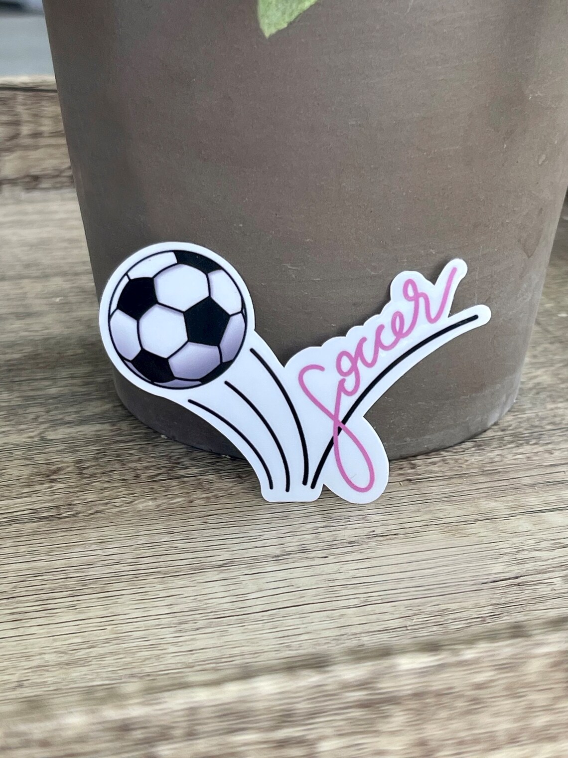 Pink Soccer Water Resistant Water Bottle Vinyl Sticker, Soccer Gift for ...