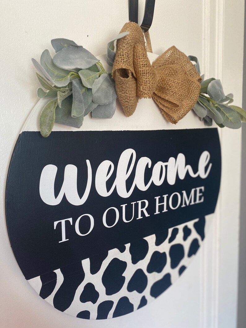 Cow Print Door Hanger - Etsy