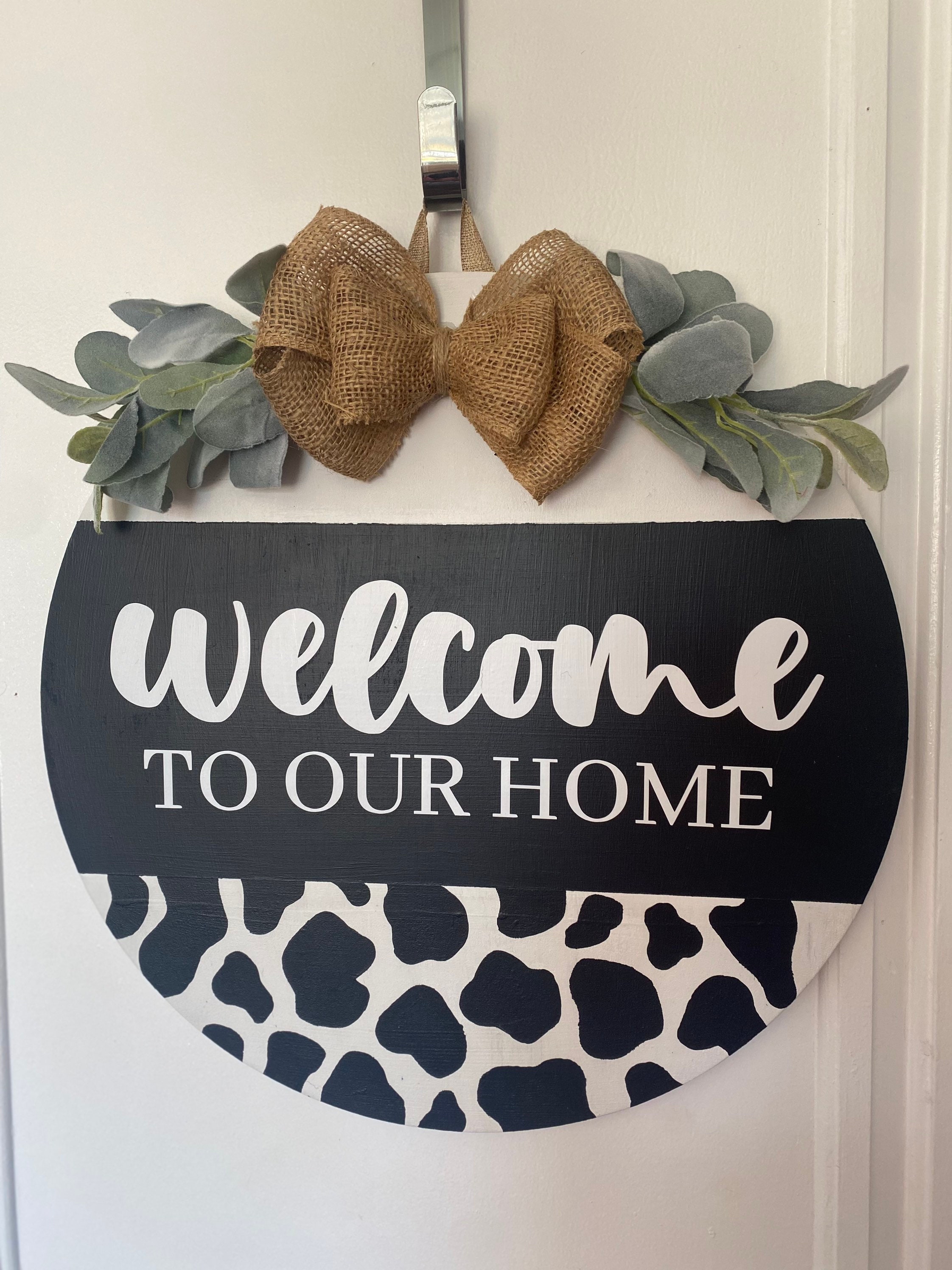 Cow Print Door Hanger - Etsy