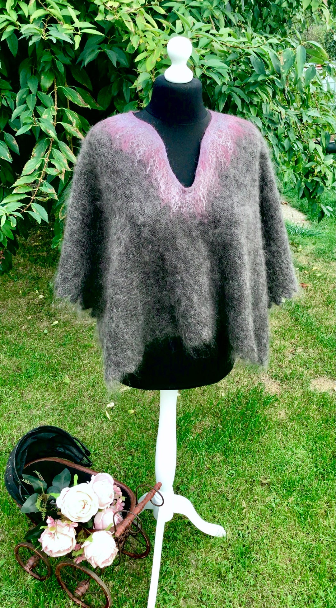 Poncho Made From Ecological Angora Goat Wool, Warm, Chic, Handmade ...