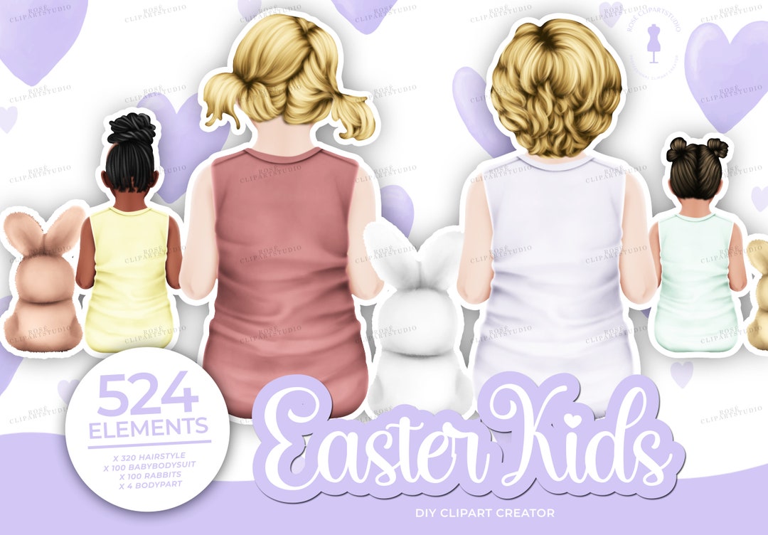 Easter Kids Clipart, Children Clipart,spring Clip Art, Rabbits, Easter ...