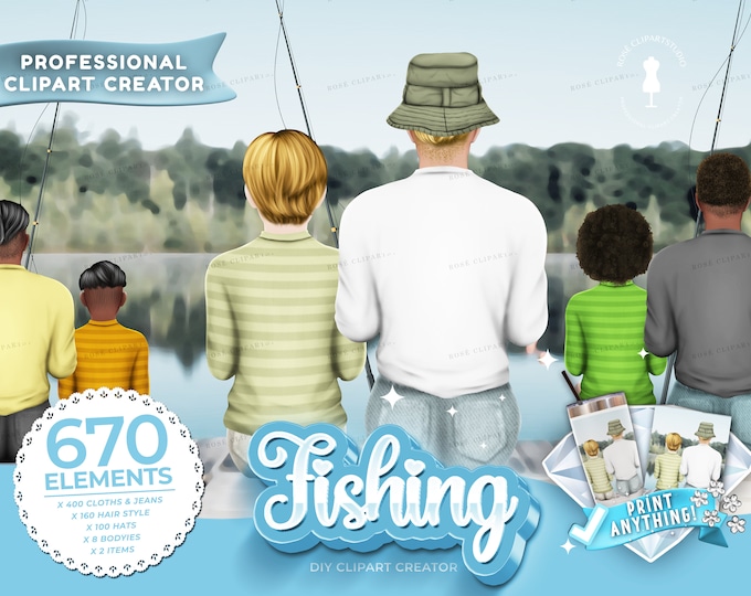 Fishing Clipart: "boy Fishing" Father's Day Clipart Dad and Boy Fishing ...