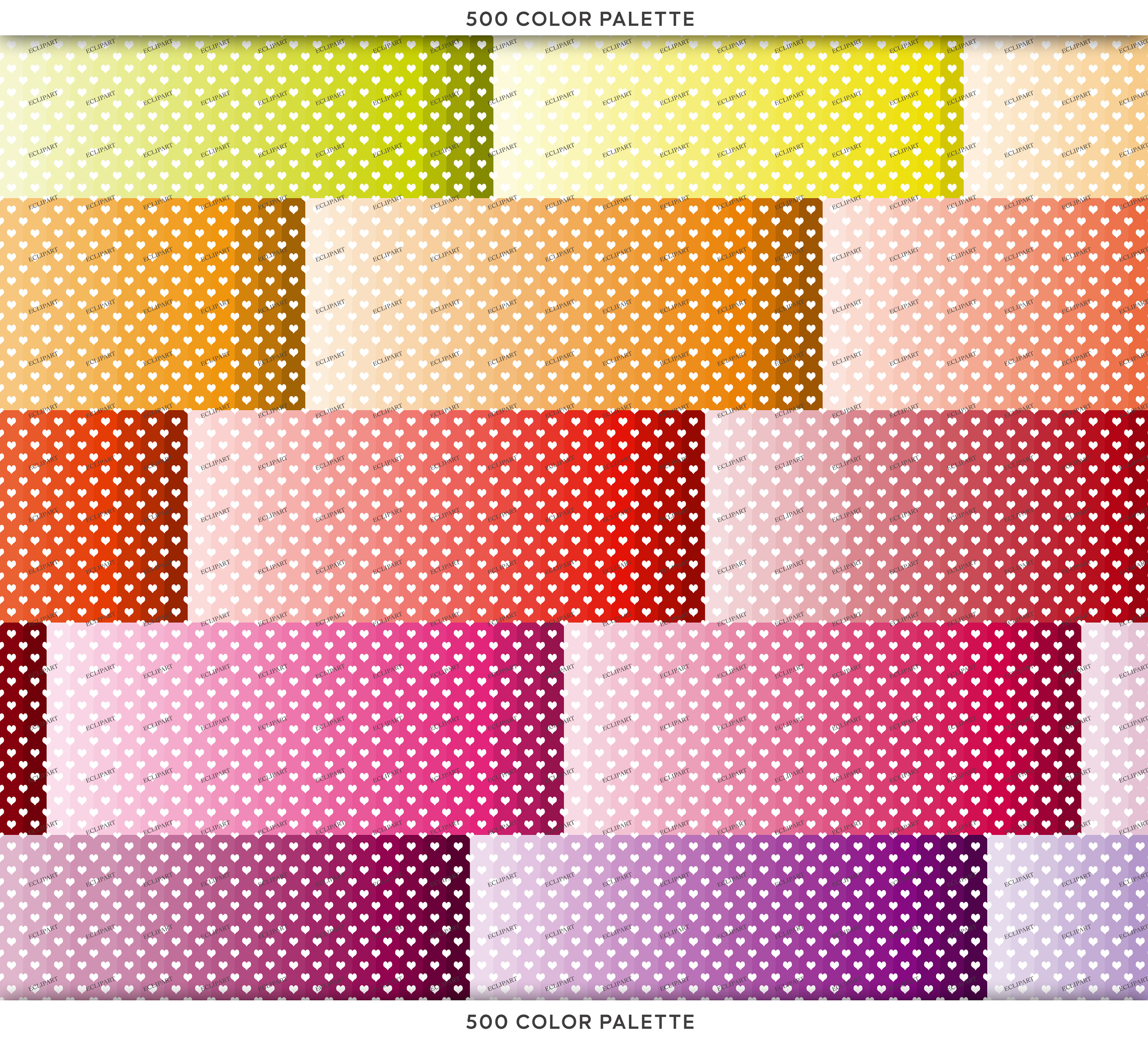 500 Heart Seamless Patten Digital Paper Pack, Commercial Use Instant ...