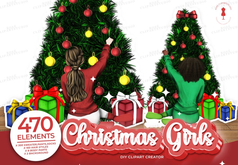 Christmas Girls Clip Art, Bff Clipart, Best Friends Clipart, DIY Clip ...