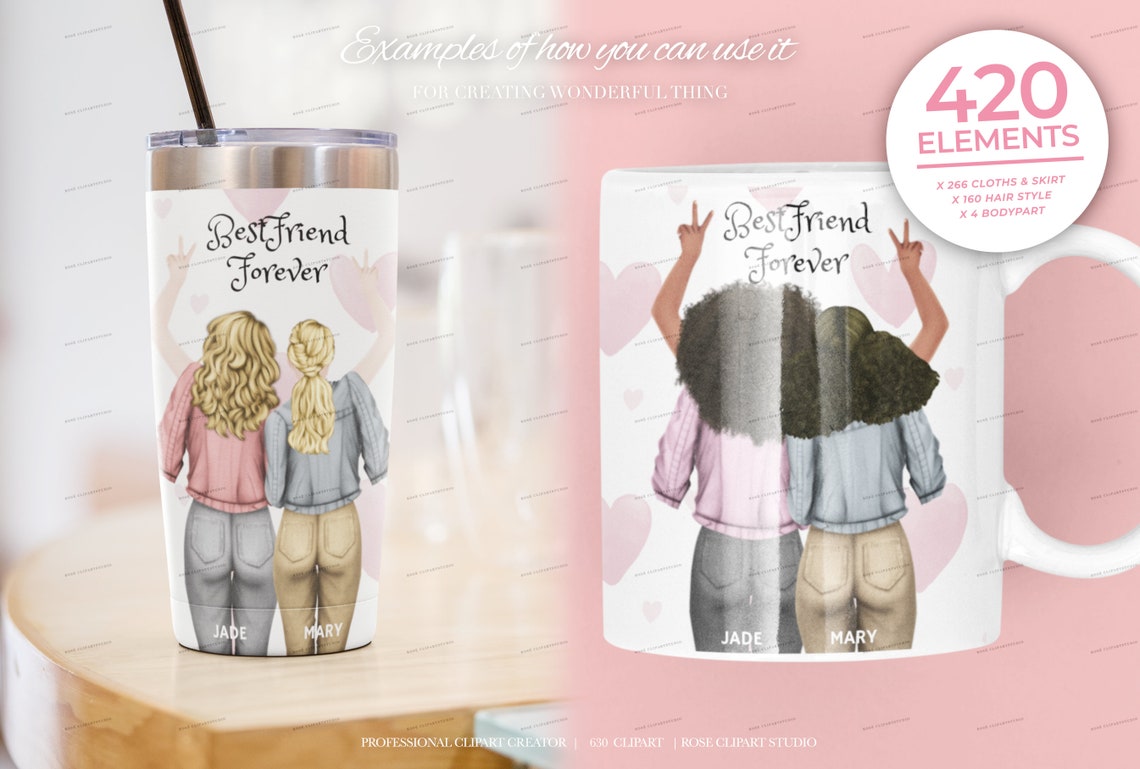 BFF Best Friend Love Clip Art , Heart Hands Girls BFF Clipart, Soul ...