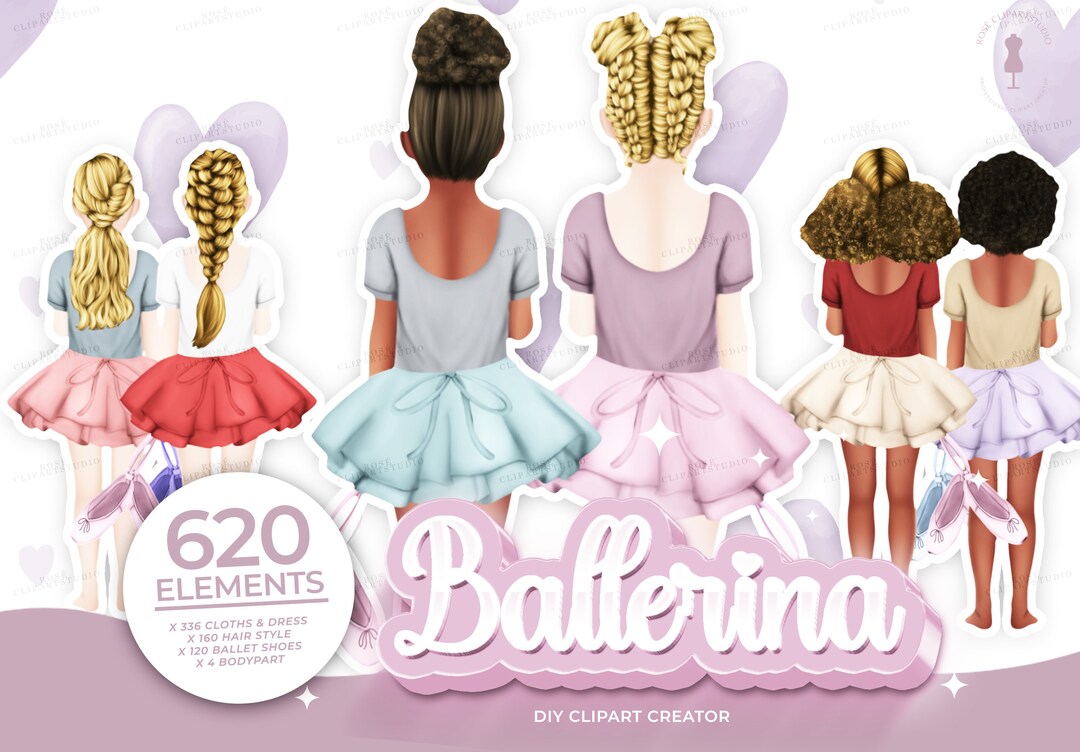 Ballerina Clip Art, Ballet Clipart, Girl Dancing, Girl Clip Art, - Etsy