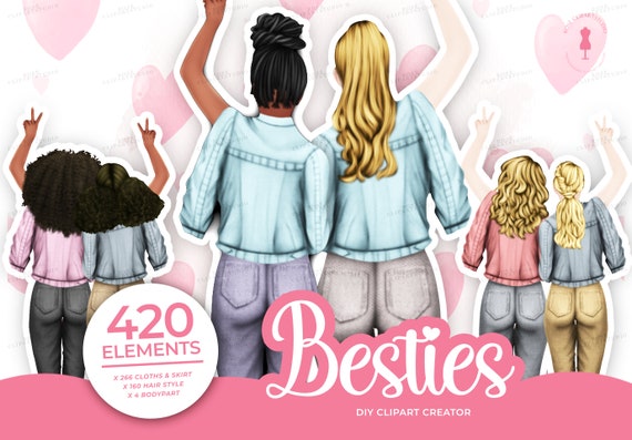 BFF Best Friend Love Clip Art Heart Hands Girls BFF Clipart - Etsy