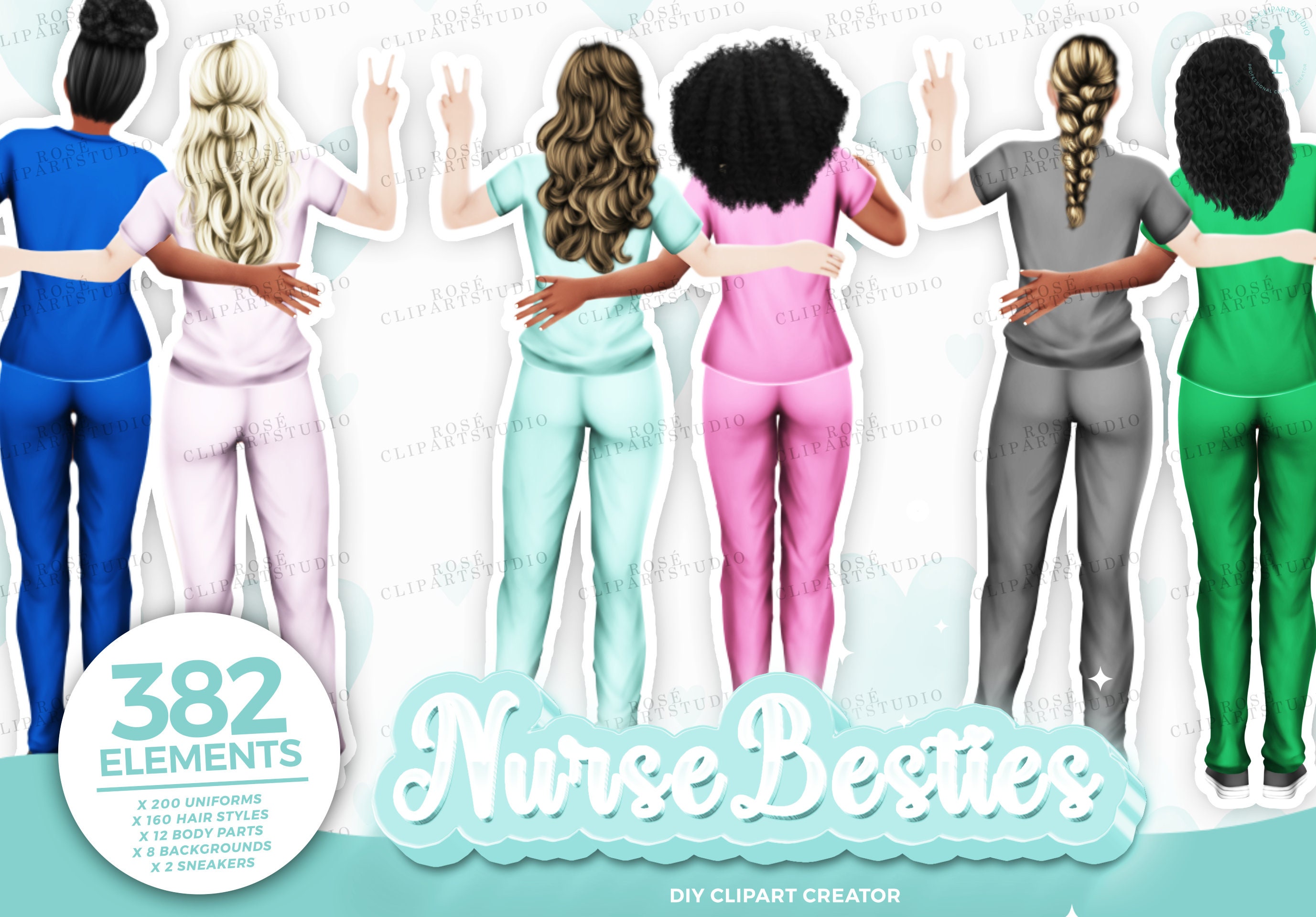 Nurse BFF Best Friend Love Clip Art , Nurse Besties Clipart, Besties ...