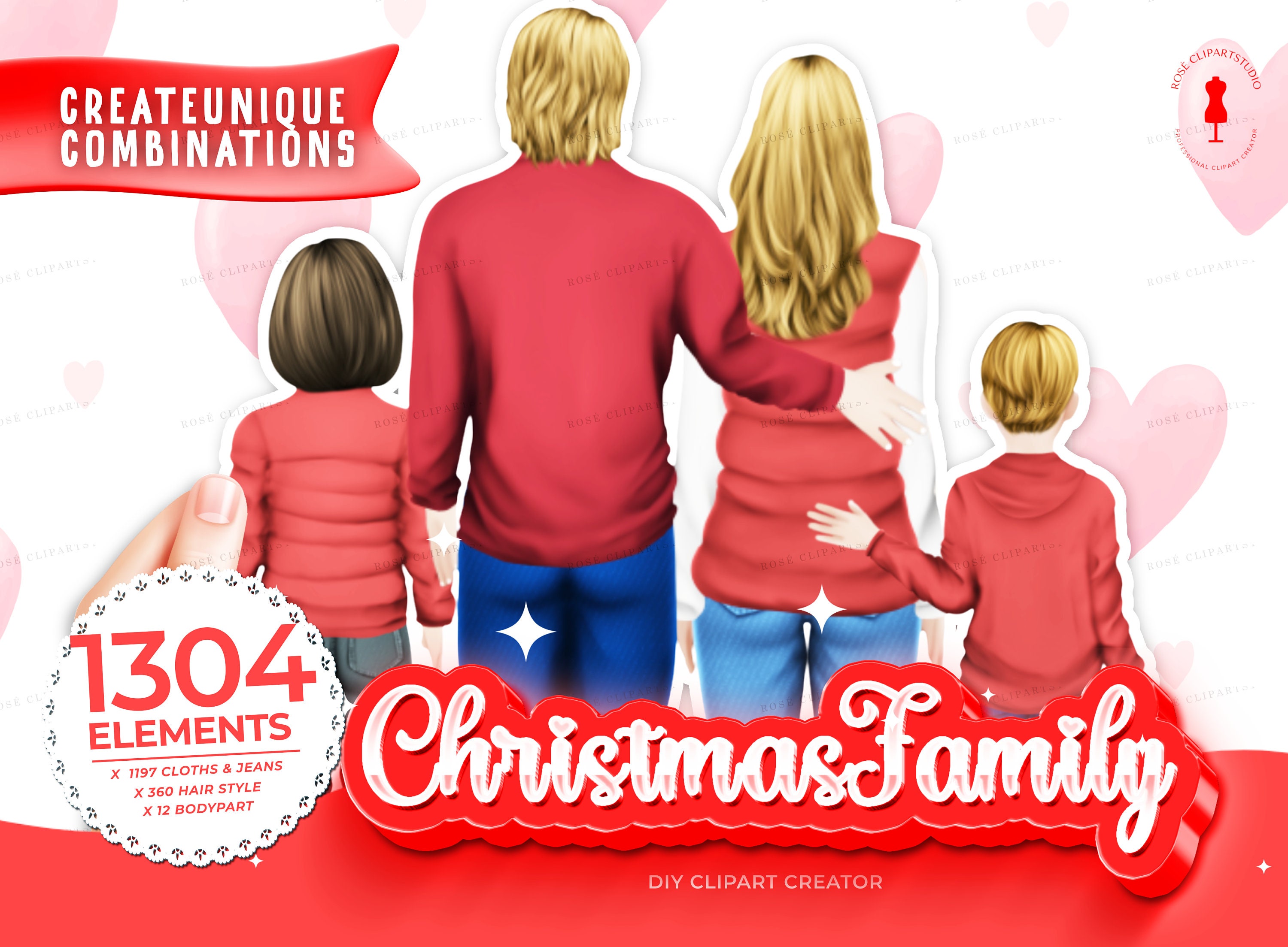 Christmas Family Clip Art, Family Clipart, Parents Clipart, DIY Clip ...