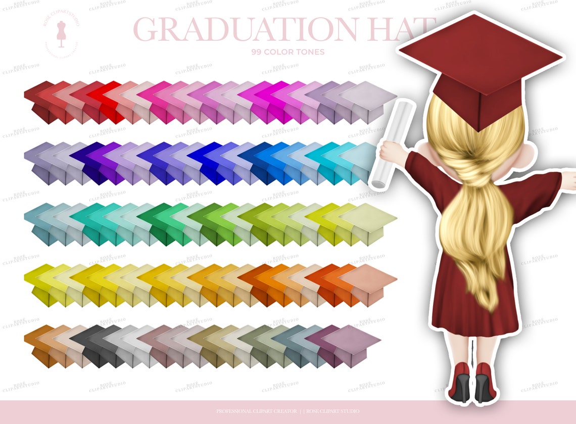 Graduation Girls Chibi Clipart, Classmates Clipart, Graduation Gowns ...
