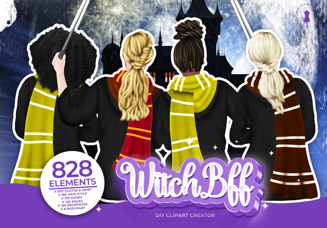 Witchers BFF Best Friend Clip Art ,witches Best Friends, Witch Clipart ...