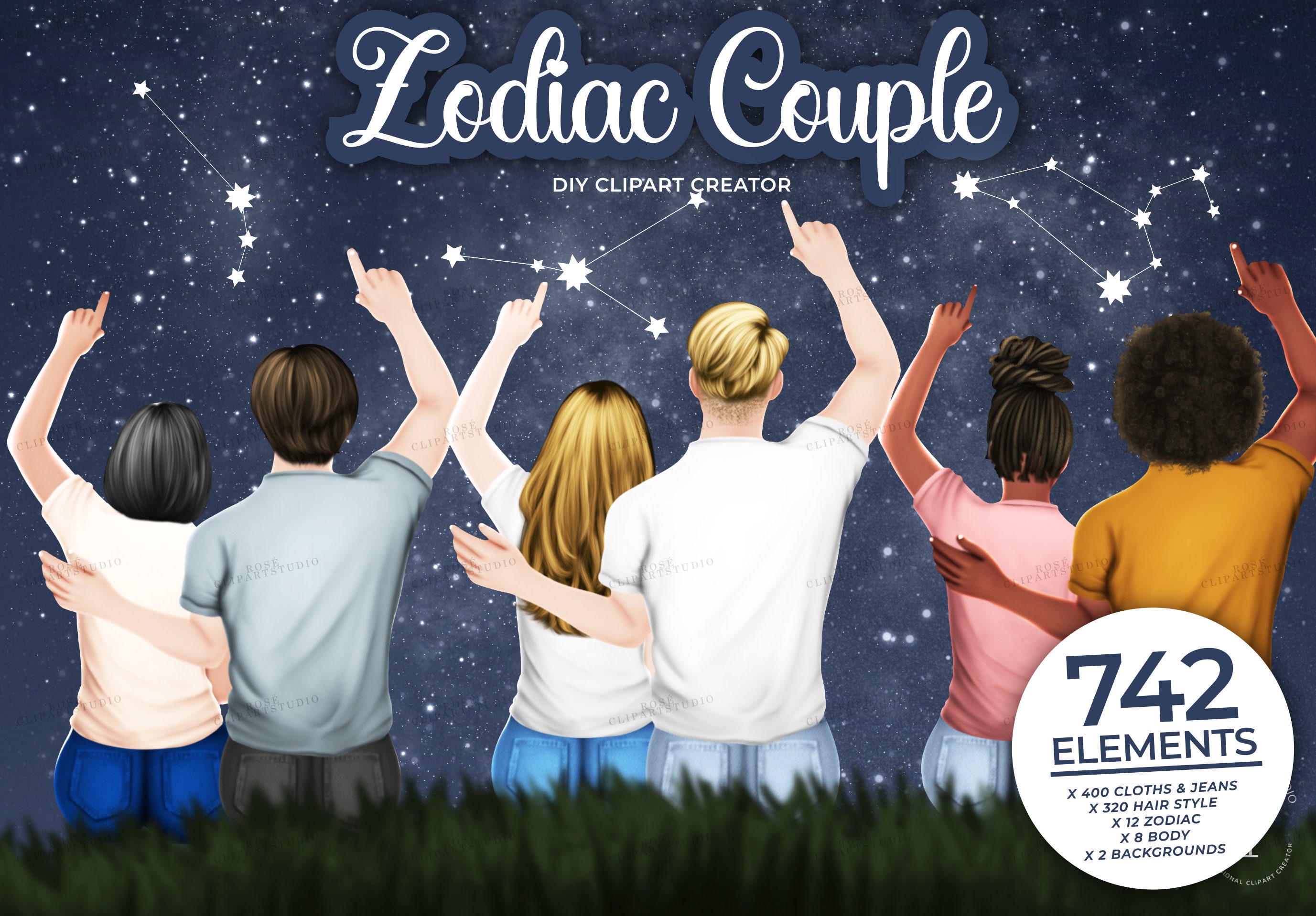 Zodiac Couple Clipart , Valentines Couple Clipart, Birthdayclipart,best ...
