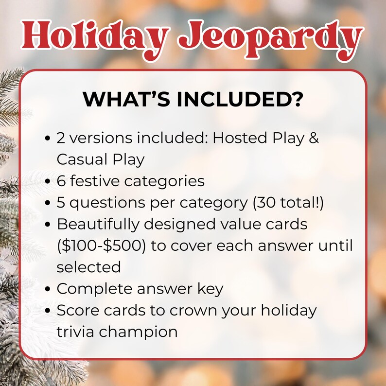 Holiday Jeopardy Printable Party Game (digital Download) - Etsy