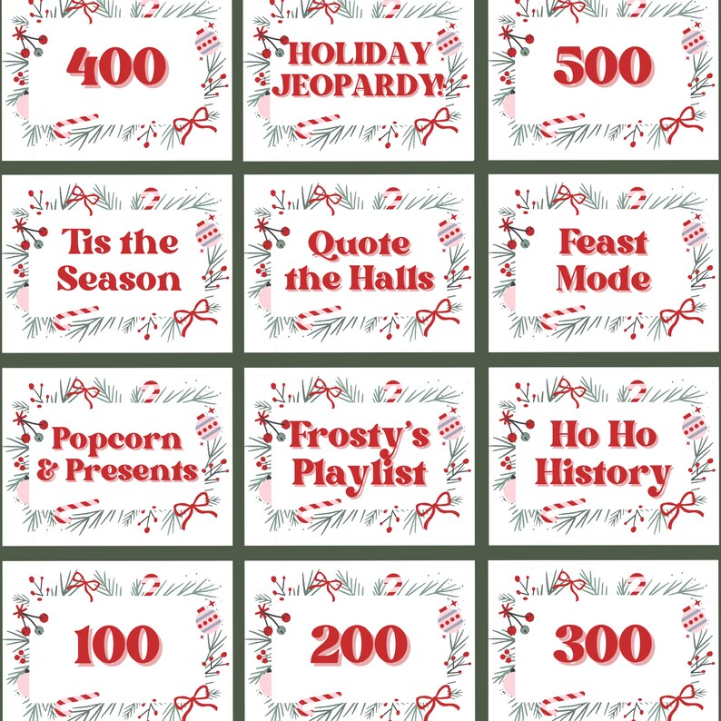 Holiday Jeopardy Printable Party Game (digital Download) - Etsy