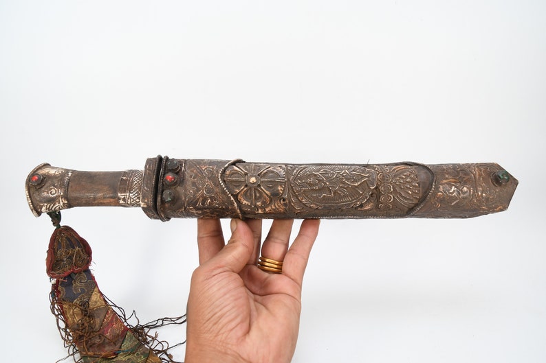 Exquisite Citipati Carved Antique Tibetan Ceremonial Blade: Traditional ...