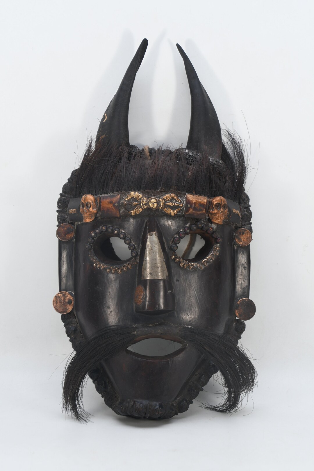 Handcrafted Tibetan Tantric Jhakri Tribal Horned Mask - Antique Wall ...