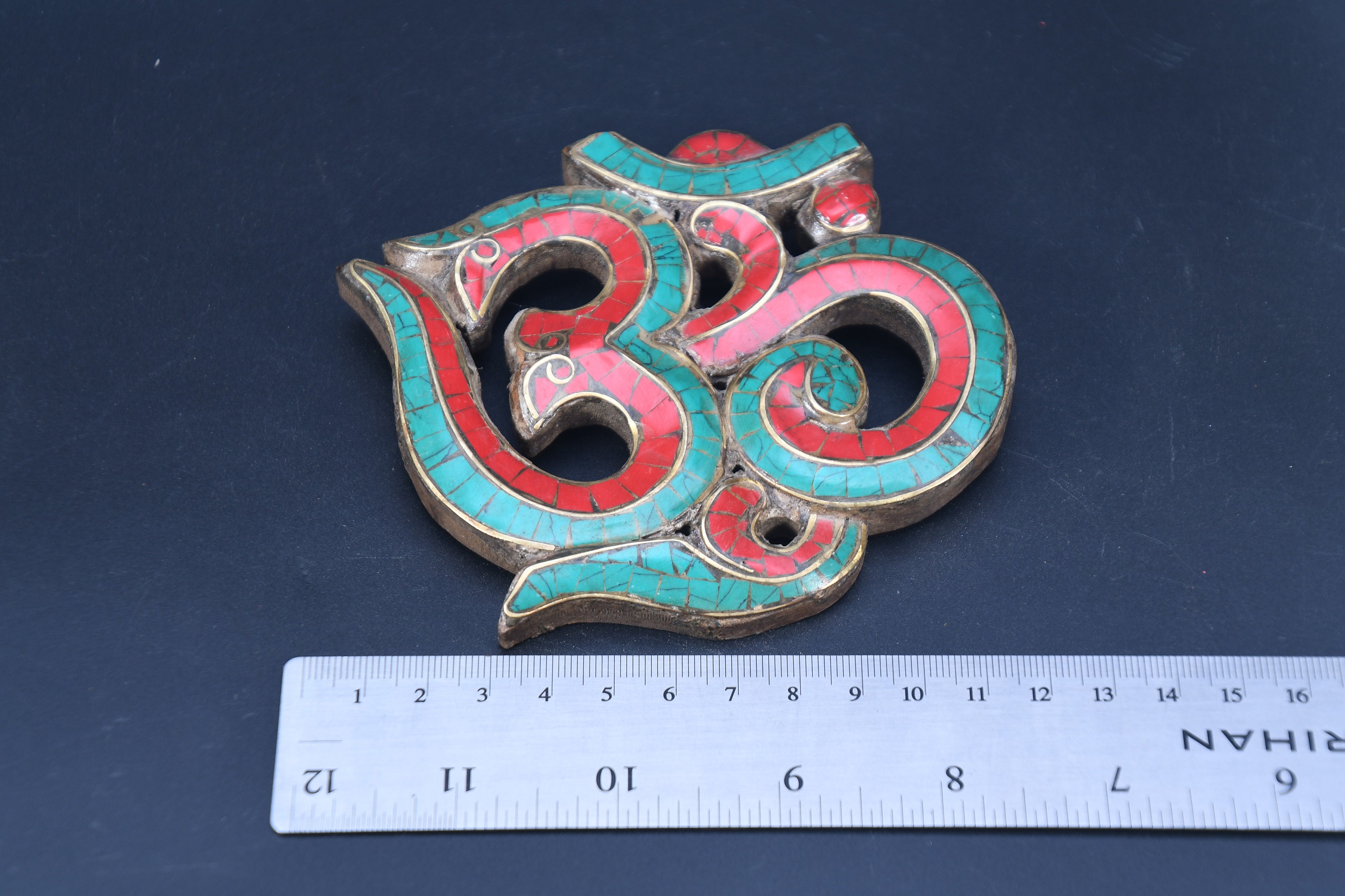Handmade Tibetan OM Mantra Wood Carving: Ethnic Yoga Meditation Wall ...