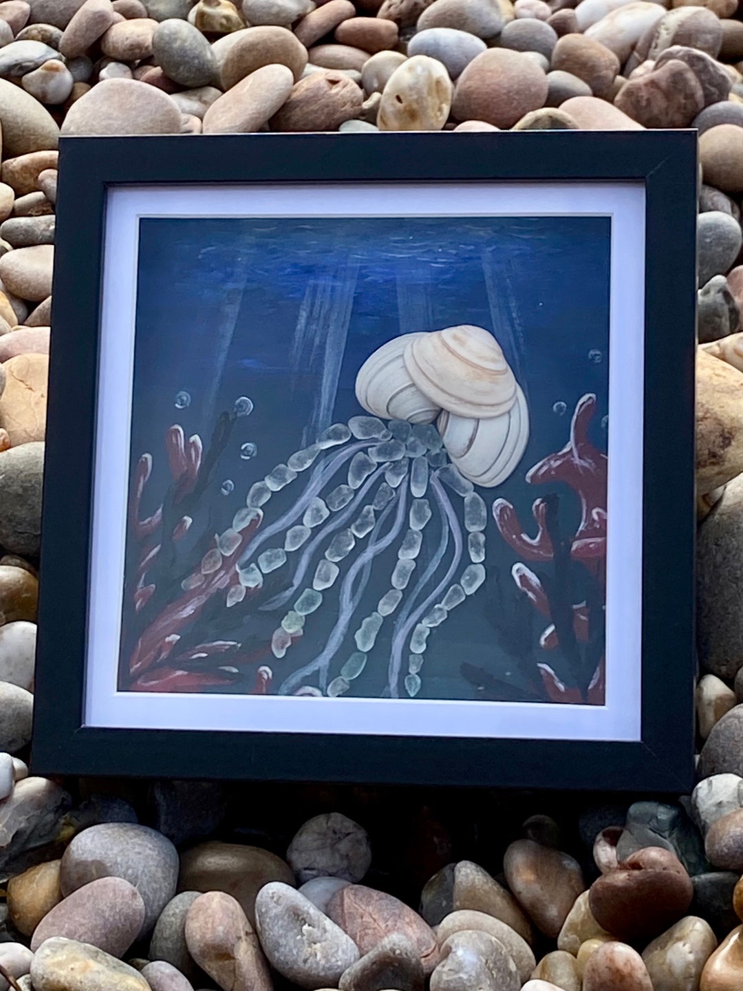 Unique Jellyfish Art in Shadow Box Frame, One of a Kind Wall Hanging ...