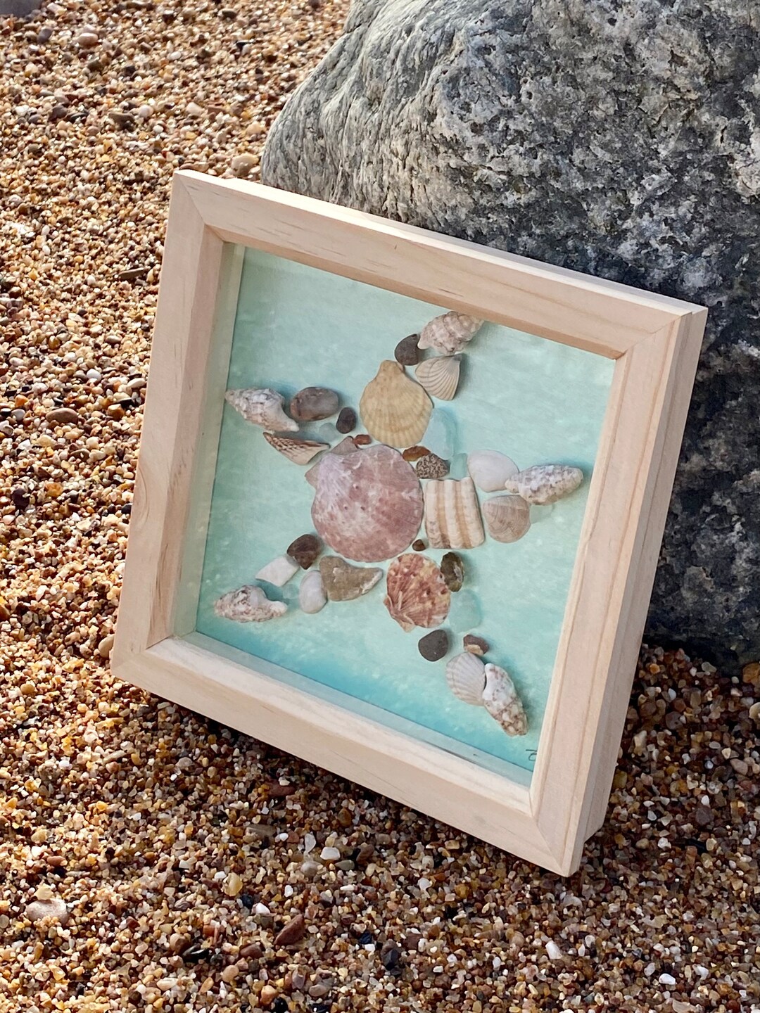 Seashell Collage, Starfish Made of Shells in Box Frame, Original ...