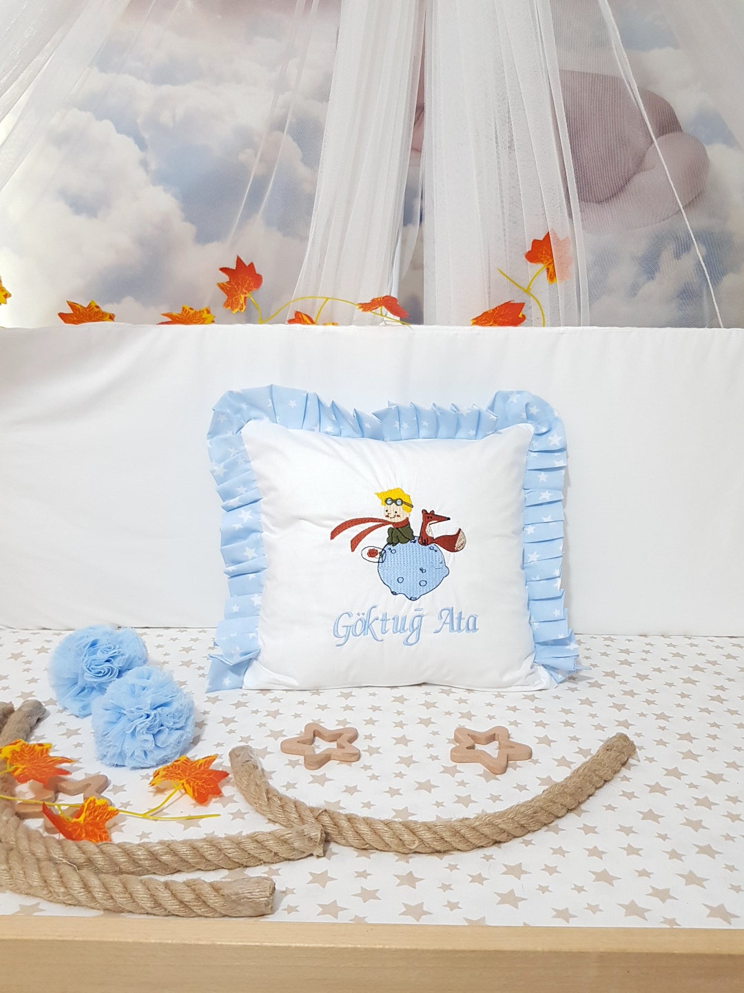 Personalized Embroidered Frilly Baby Pillow | Nursery Pillow | Baby ...