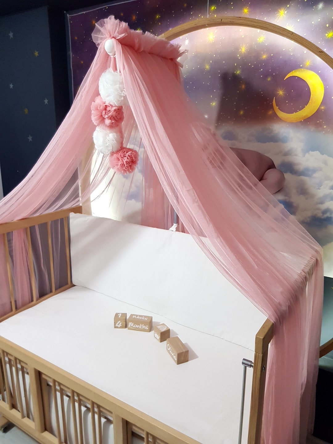 Personalized Lycra Tulle Luxury Canopy for Cribs - Mosquito Net for Bed ...