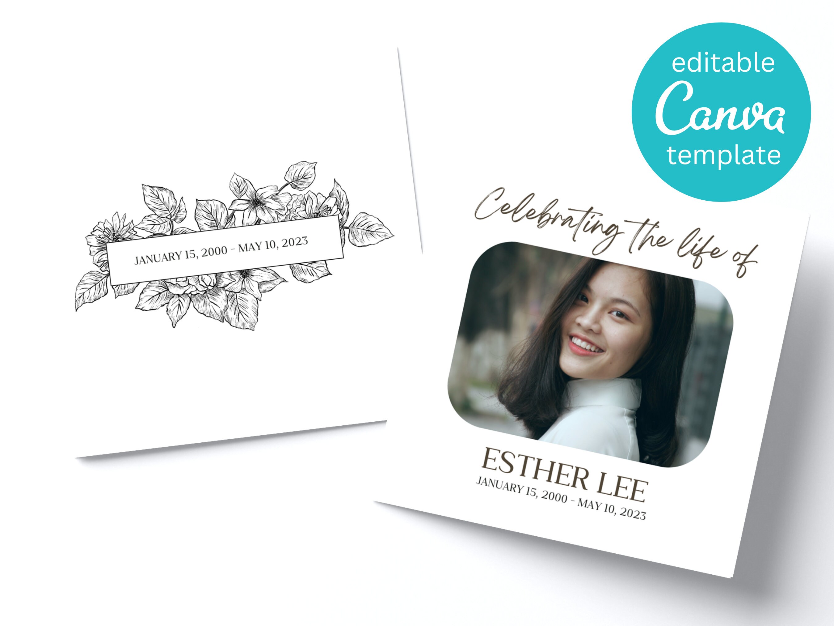 5X5 BIFOLD, Canva Template, Memorial Service Folder, Square Funeral ...