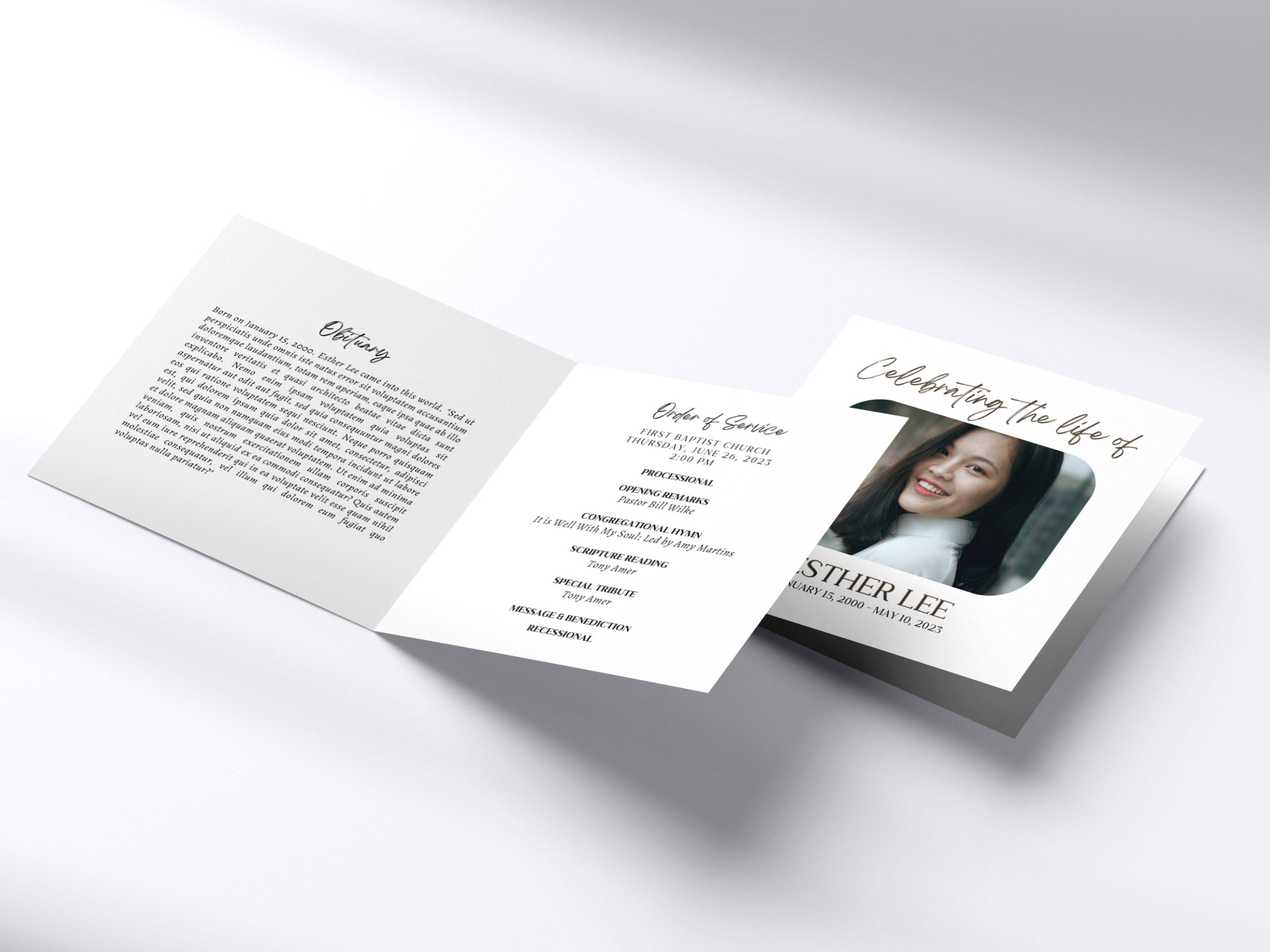 5X5 BIFOLD, Canva Template, Memorial Service Folder, Square Funeral ...