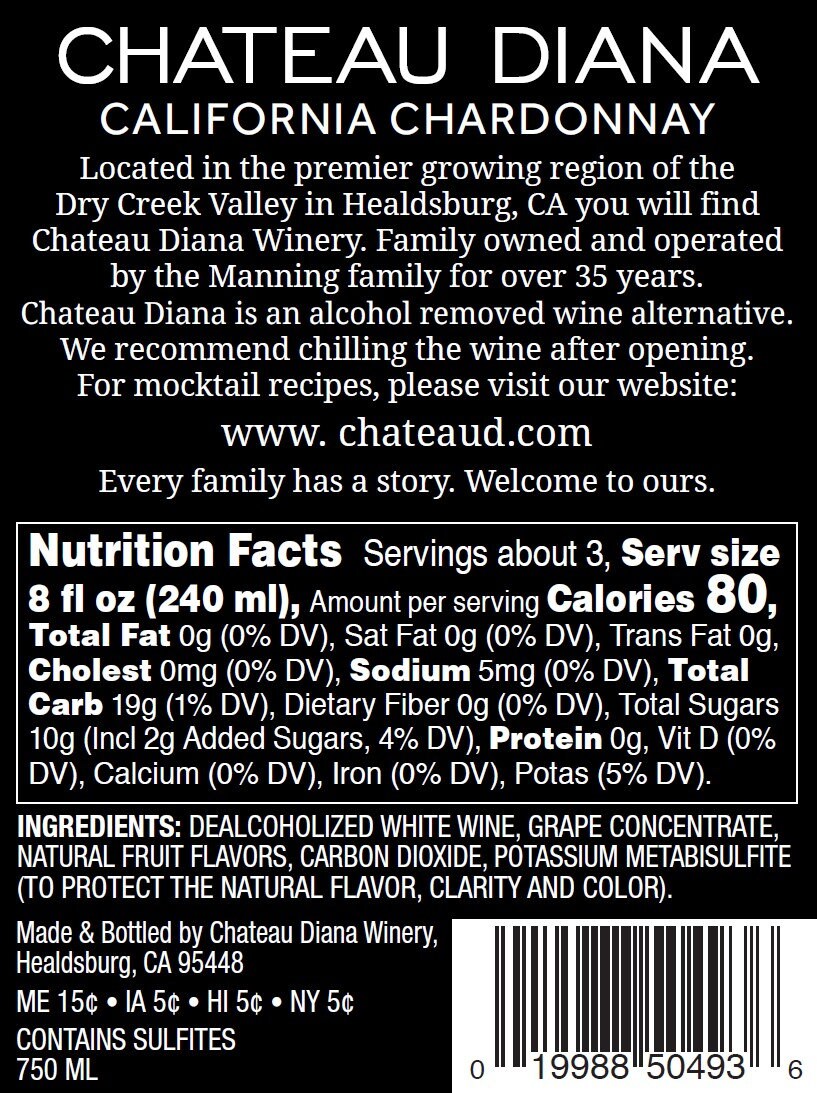 Chateau Diana Zero Alcohol Chardonnay - Etsy Chateau Diana Zero Alcohol Chardonnay - Etsy