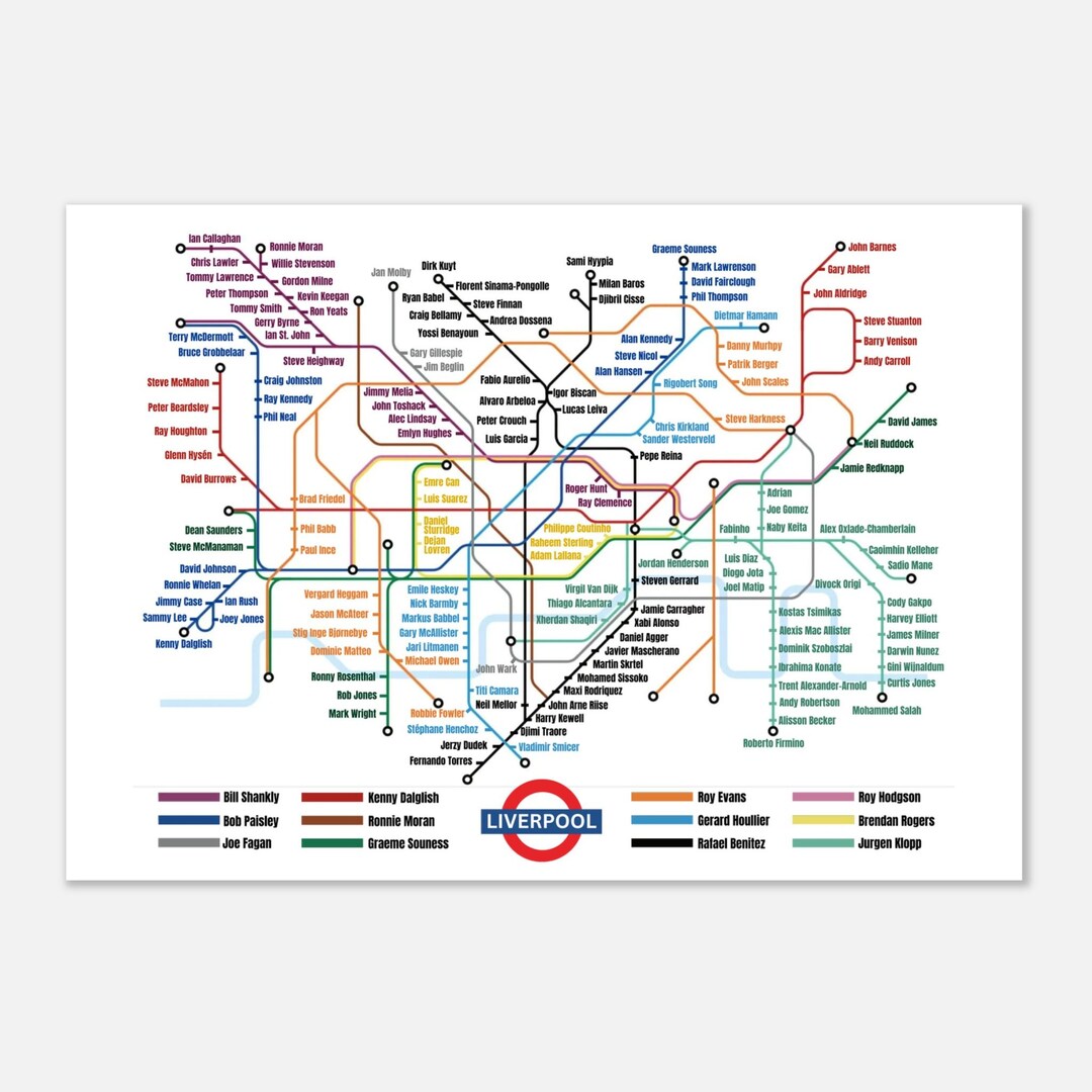 Liverpool Lines – LFC Underground Map Art Print Poster - Etsy UK