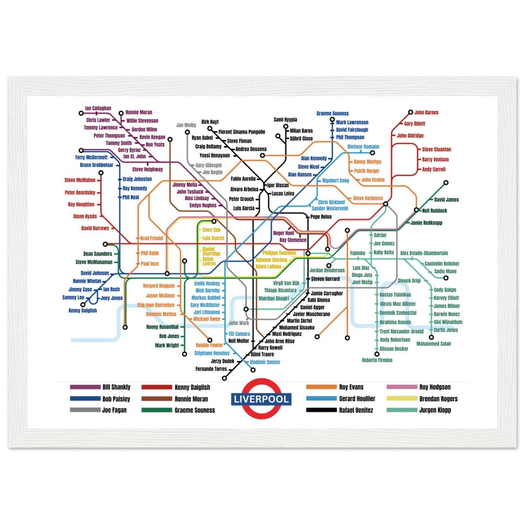 Liverpool Lines – LFC Underground Map Framed Art Print - Etsy