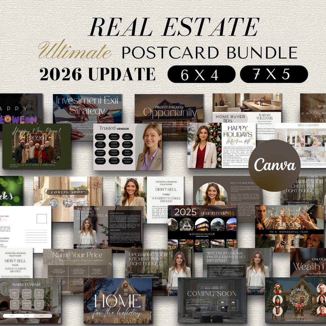 Real Estate Postcard Template Bundle 2026, Introduction Market Update ...