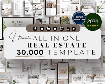 Real Estate Instagram Puzzle Grid Feed Template Layout Realtor Branding ...