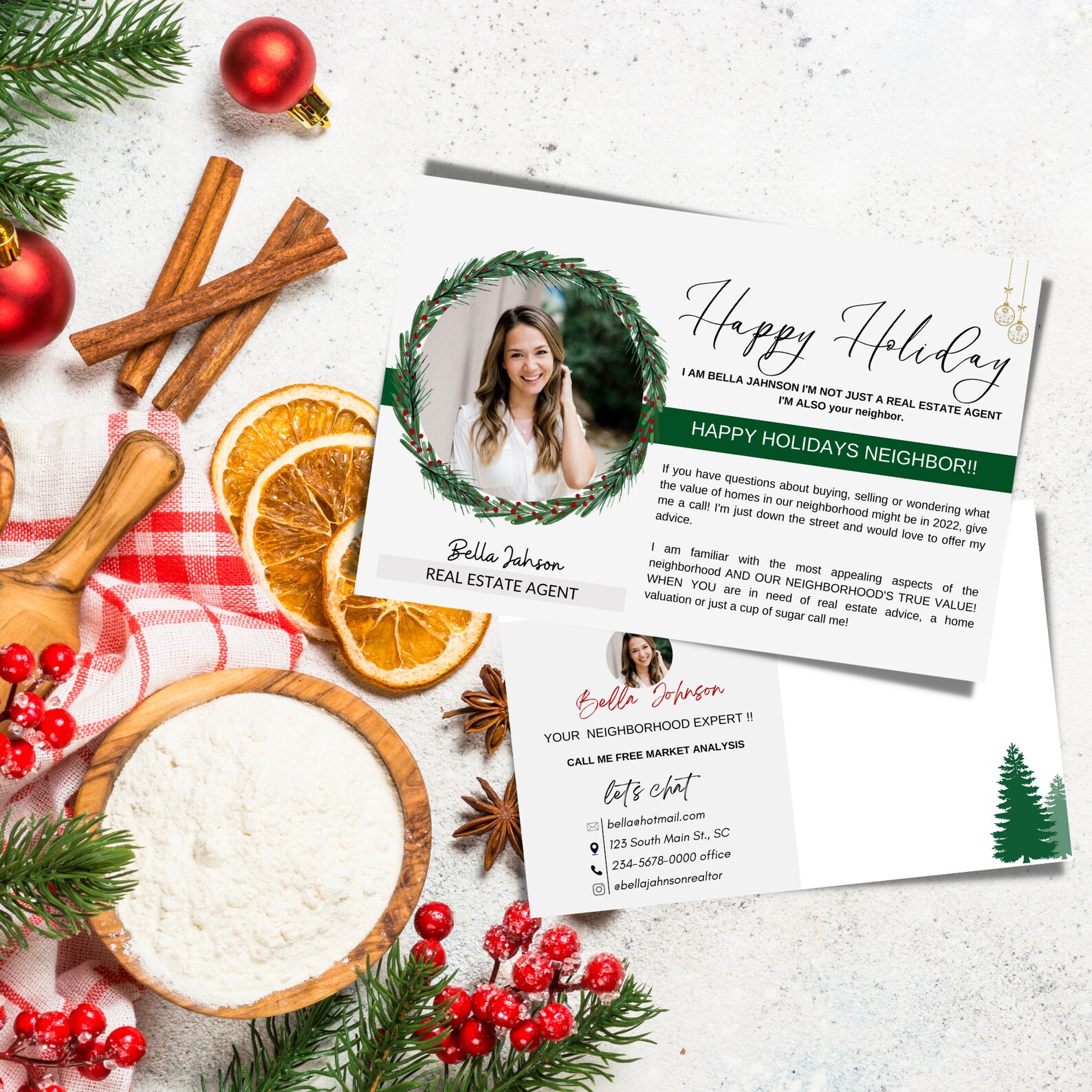 Real Estate Holiday Christmas Post Card, Realtor Hello Neighbor ...