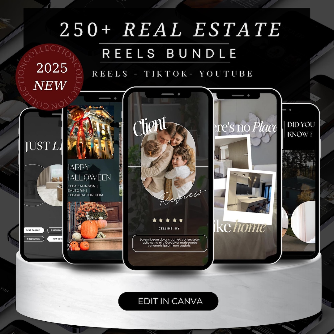 Real Estate Reels Template Marketing Social Media Instagram Bundle ...